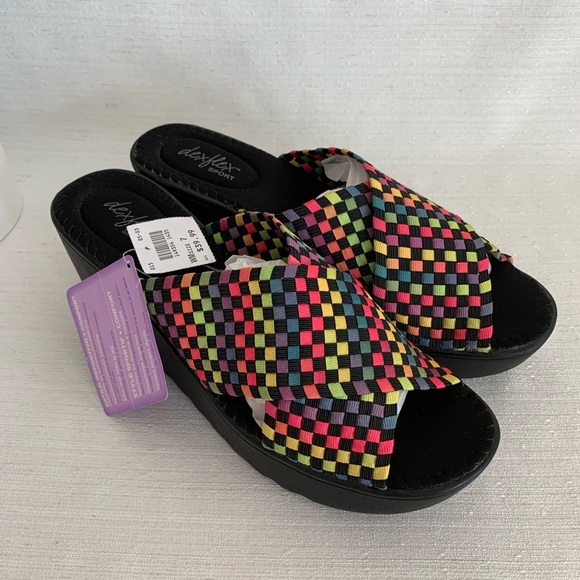 dexflex comfort | Shoes | Nwt Dexflex Rainbow Check Stretch Chunky ...